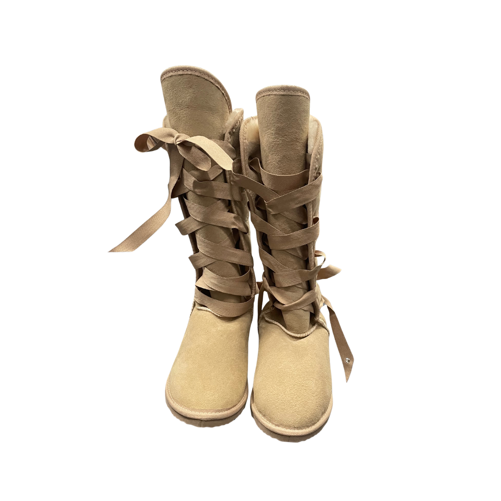 CLEARANCE DANCE TALL BOOTS SAND with Swarovski crystals - AU WOMEN'S 7